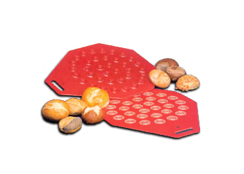 Red Bun Moulding Plates | Joanna Levin Bakery Equipment